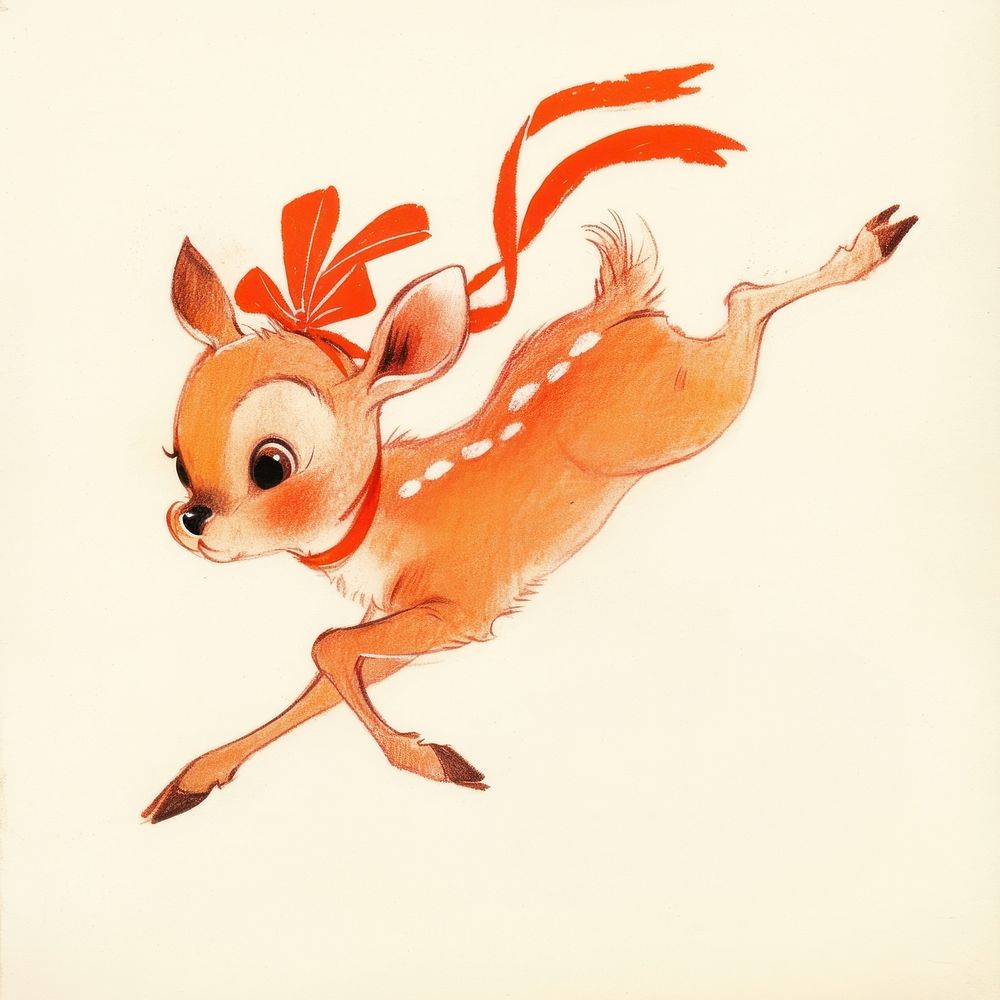 Reindeer leap jumping drawing sketch | Free Photo Illustration - rawpixel