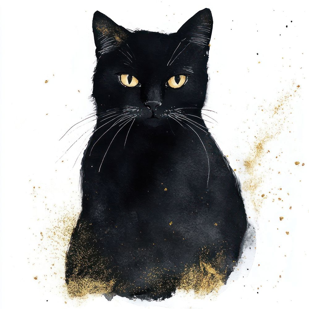 black cat full body watercolor | Free Photo Illustration - rawpixel