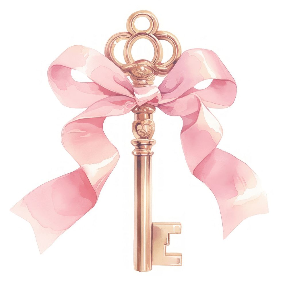Coquette key tied ribbon illustration | Free Photo Illustration - rawpixel