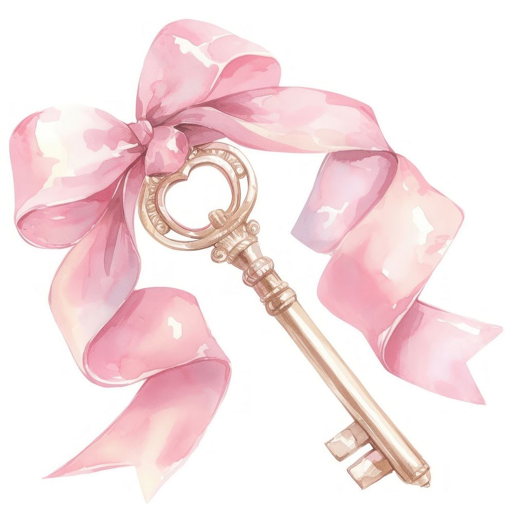 Coquette key tied ribbon illustration | Free Photo Illustration - rawpixel