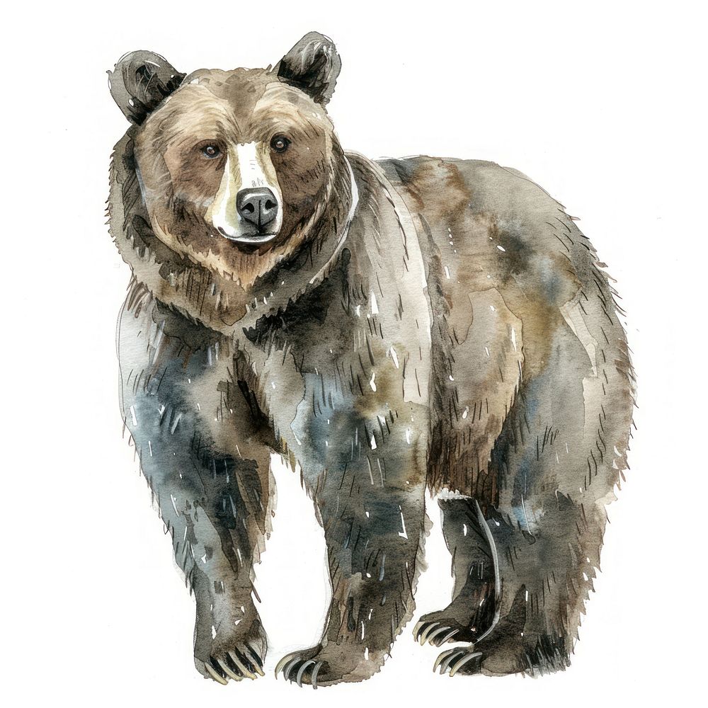 Bear standing bear illustration watercolor. | Free Photo Illustration - rawpixel