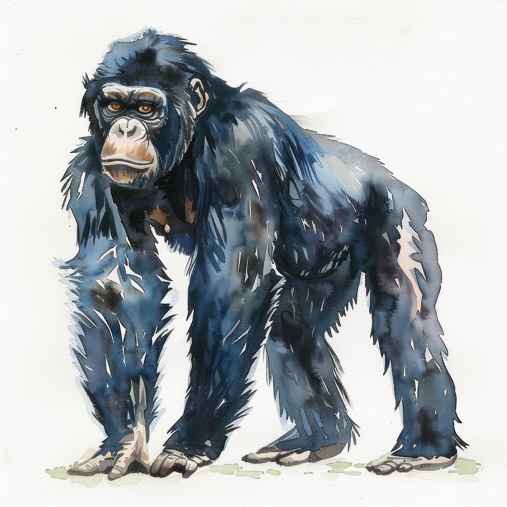 black Ape illustration watercolor realistic. | Free Photo Illustration ...