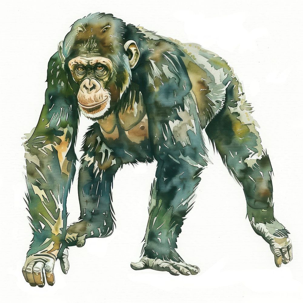 An Ape illustration watercolor realistic. | Free Photo Illustration ...