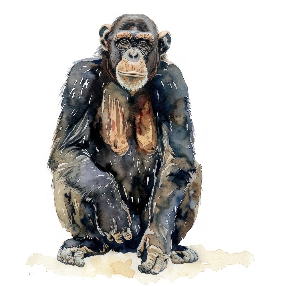 An Ape illustration watercolor realistic. | Free Photo Illustration ...