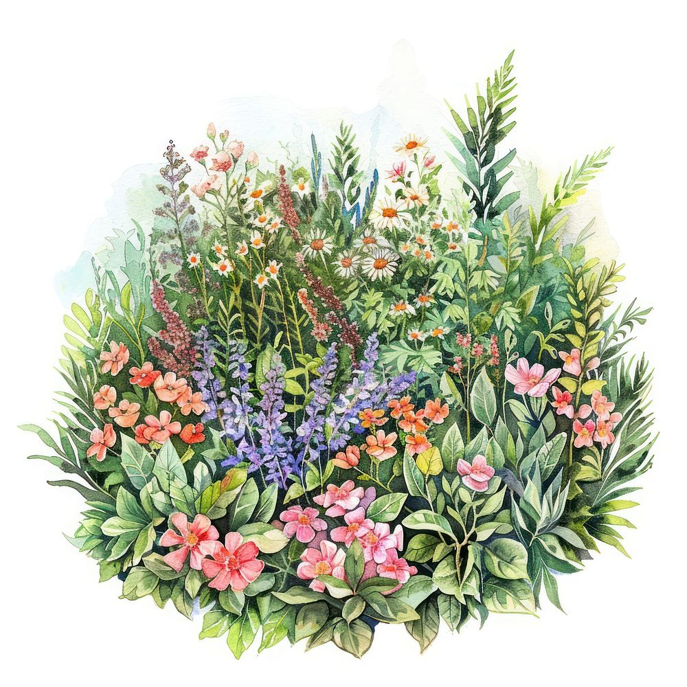 An isolated forest flowers garden | Free Photo Illustration - rawpixel