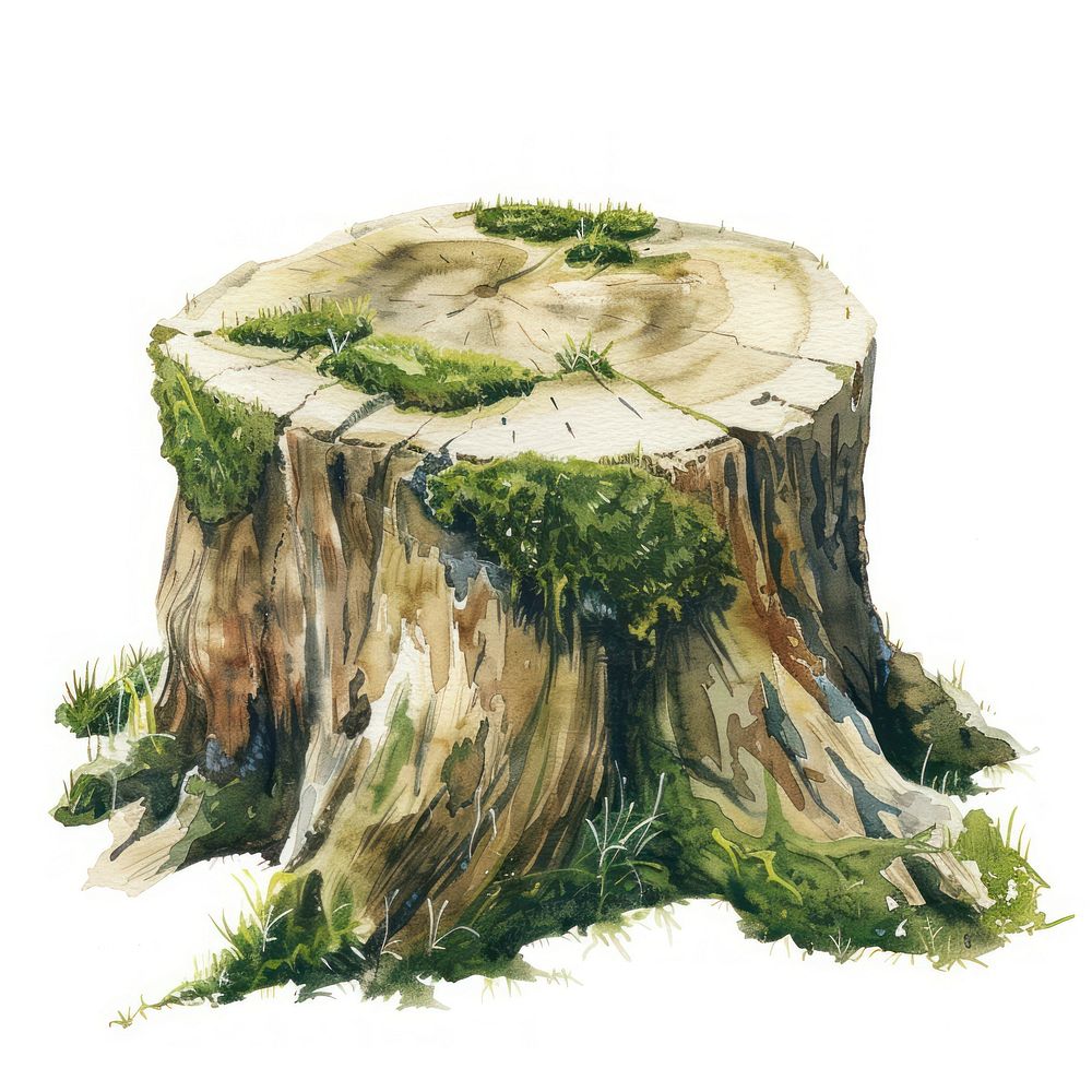 An isolated tree stump moss | Premium Photo Illustration - rawpixel