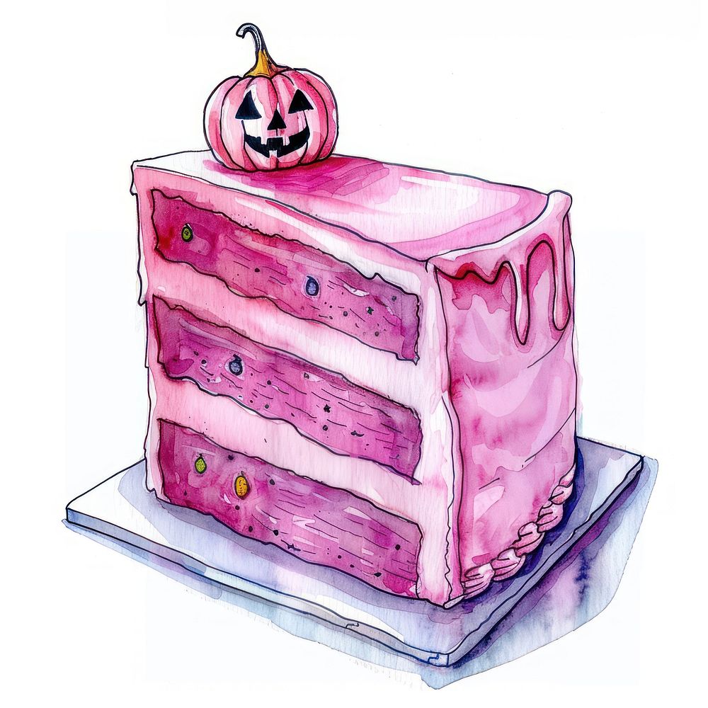 Halloween layer cake illustration watercolor | Free Photo Illustration ...