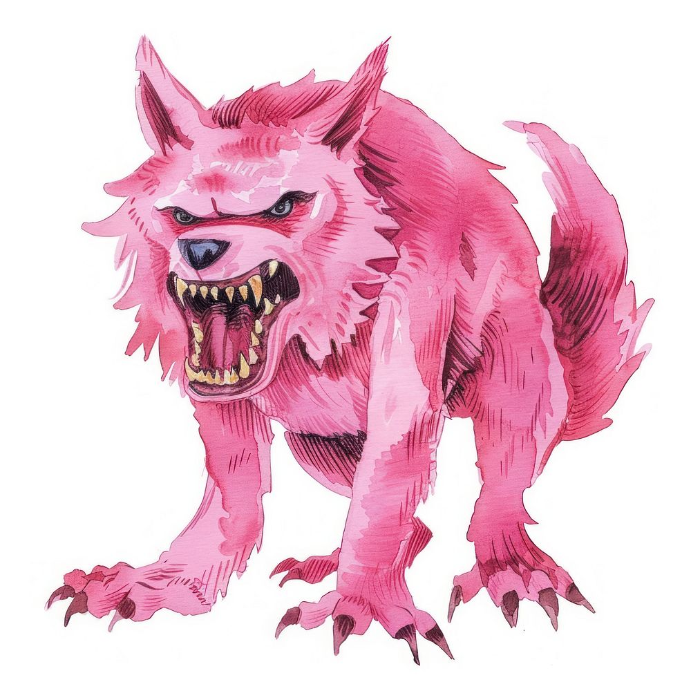 Werewolf illustration animal pink. | Free Photo Illustration - rawpixel