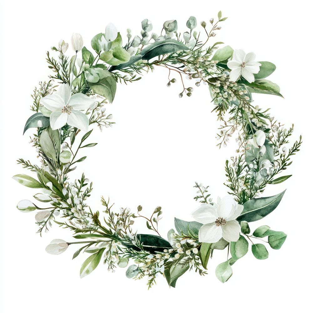 Winter flower Wreath flowers wreath | Free Photo Illustration - rawpixel