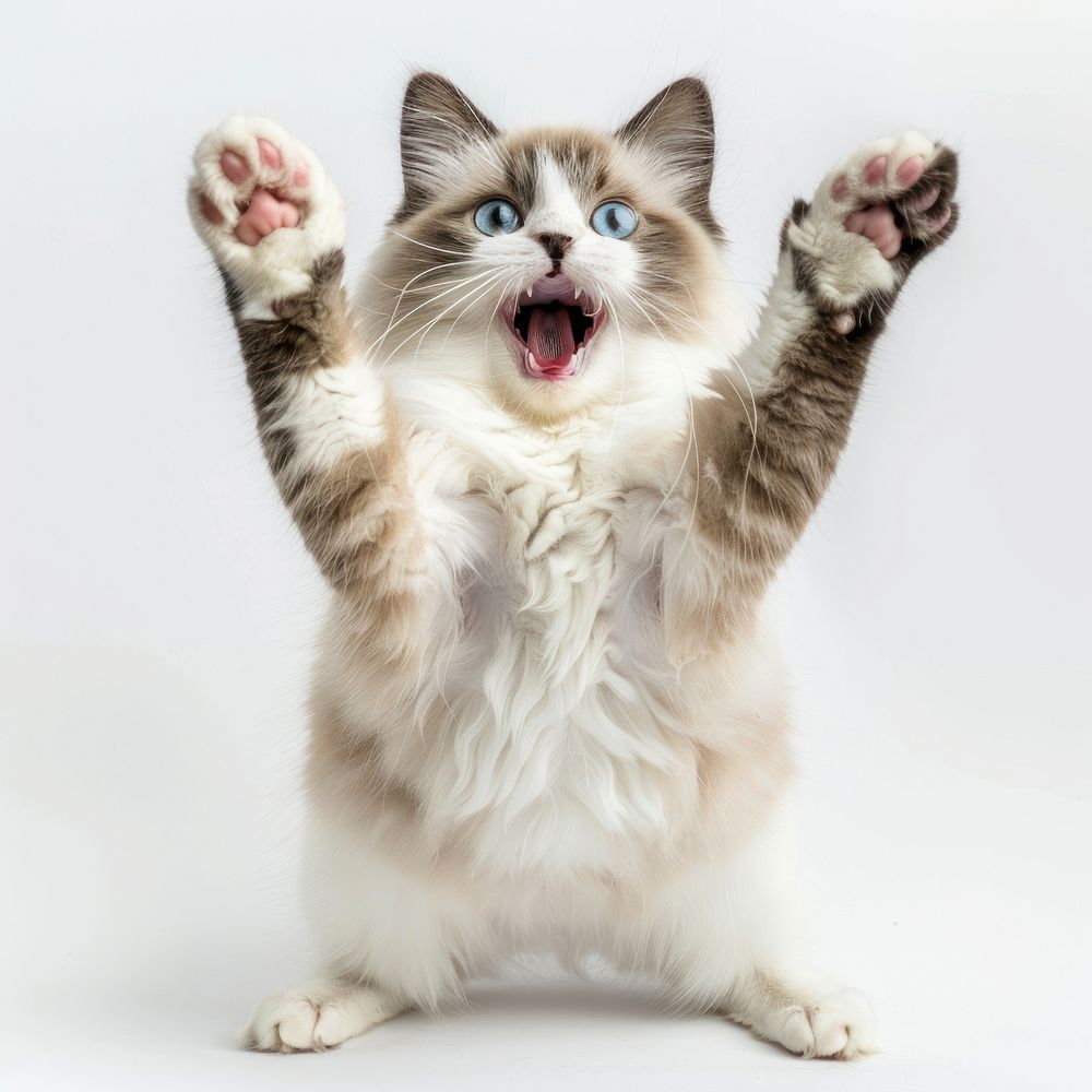 Ragdoll cat is jumping background | Free Photo - rawpixel