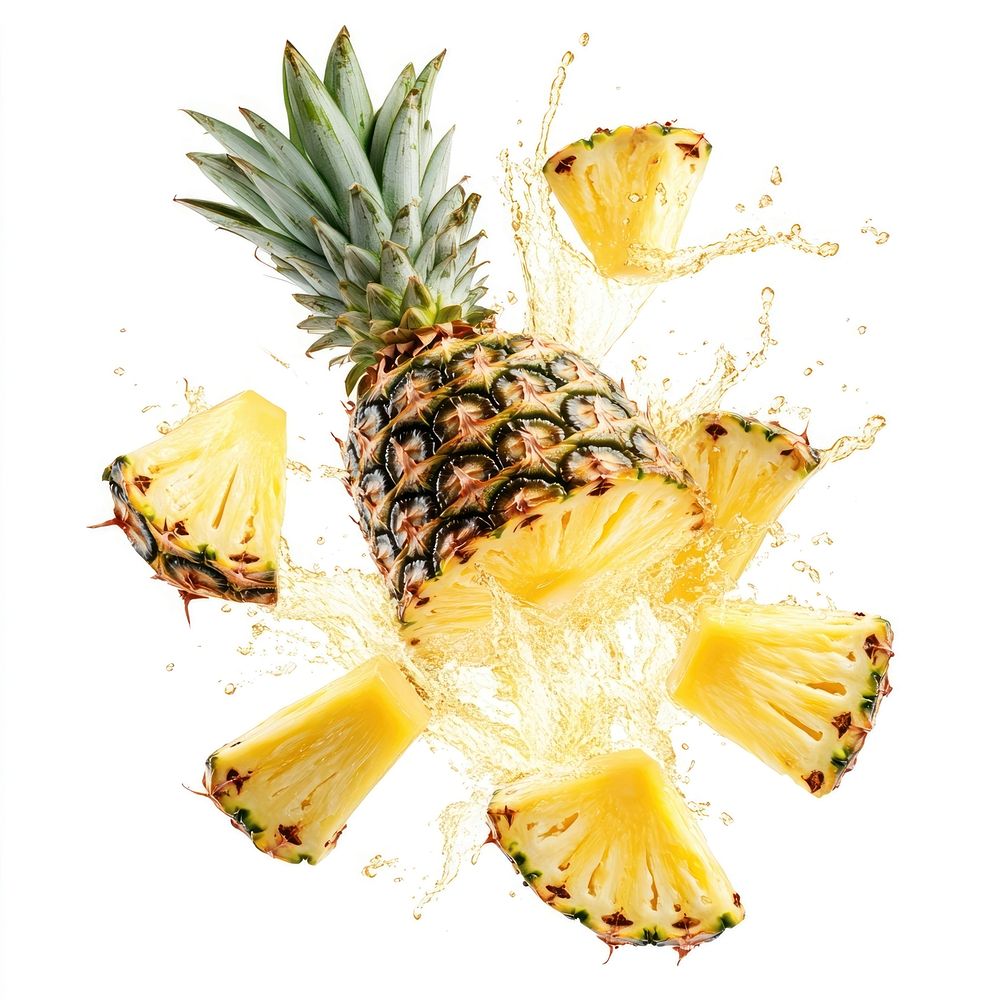 Exploding cut pineapple splash fruit | Free Photo - rawpixel