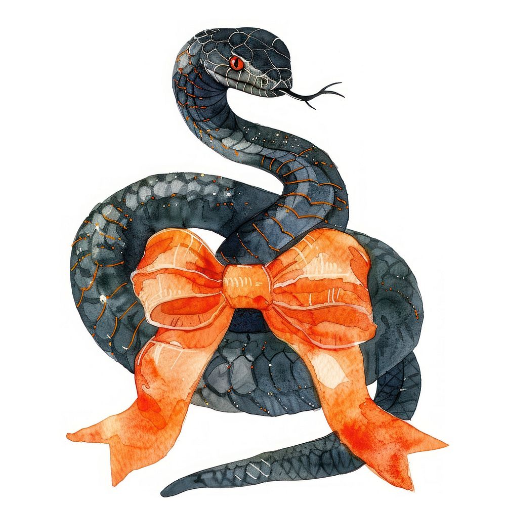 black snake art illustration watercolor. | Free Photo Illustration ...
