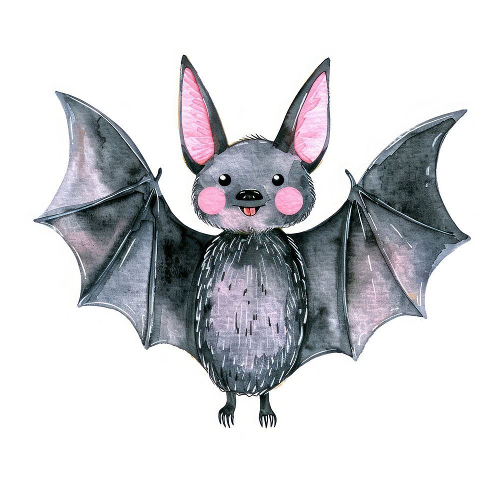 Black bat pink cheek and | Free Photo Illustration - rawpixel
