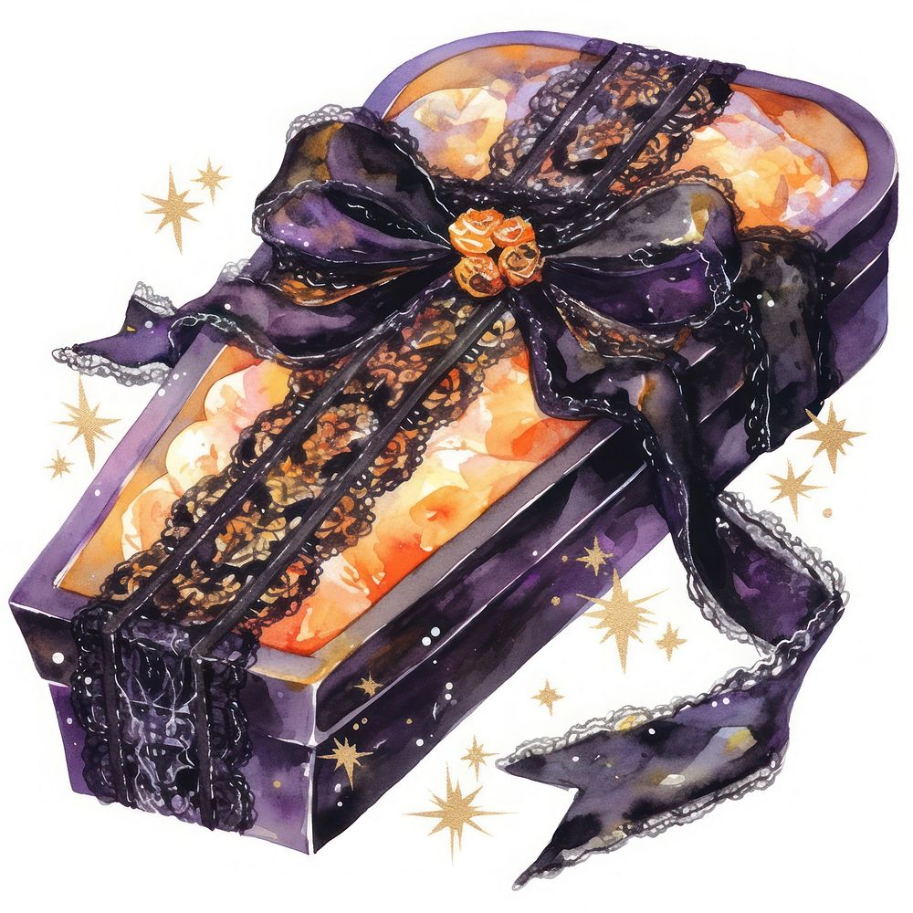 Coffin illustration watercolor ribbon. | Free Photo Illustration - rawpixel