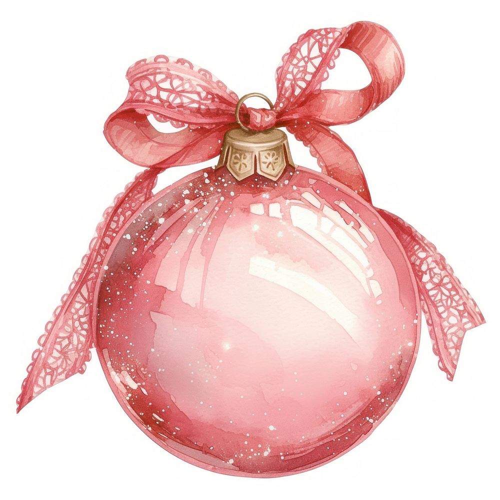 Pink bauble illustration watercolor christmas. | Free Photo ...
