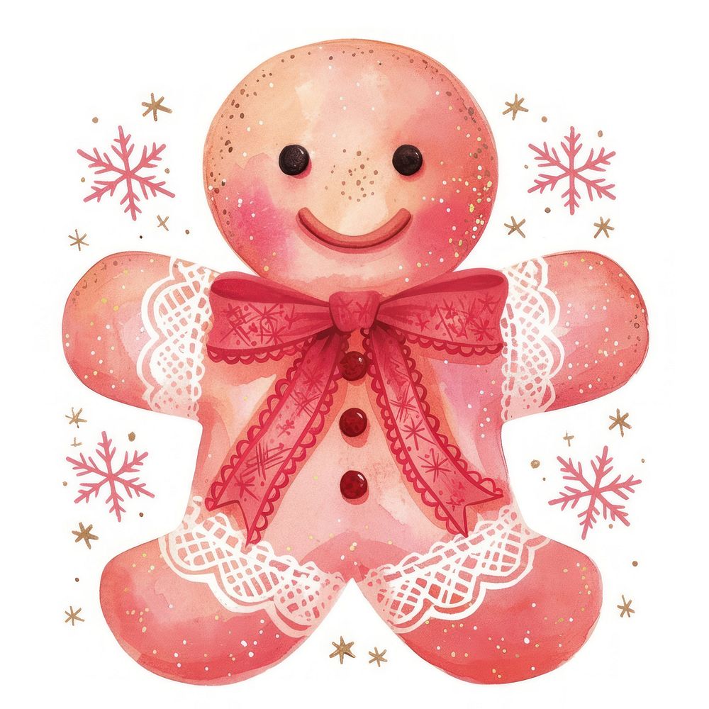 Pink gingerbread man illustration christmas | Free Photo Illustration ...