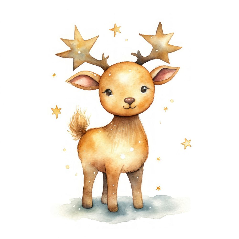 Rudolph illustration watercolor animal. | Free Photo Illustration ...