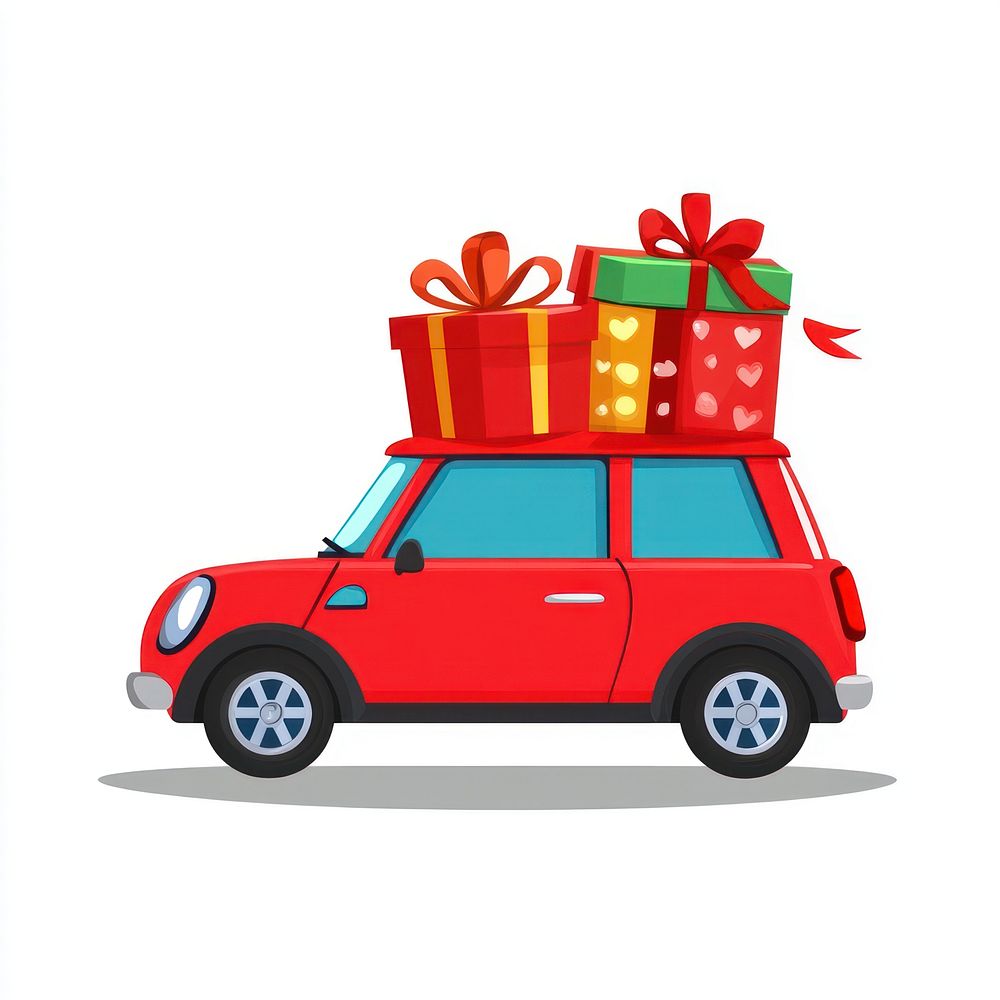 Red mini car gifts cartoon | Free Photo Illustration - rawpixel