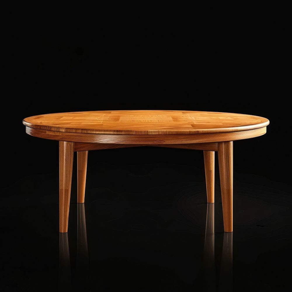 Rounded wooden table furniture modern | Free Photo - rawpixel