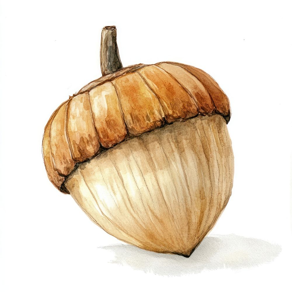 Simple acorn illustration watercolor realistic. | Free Photo ...