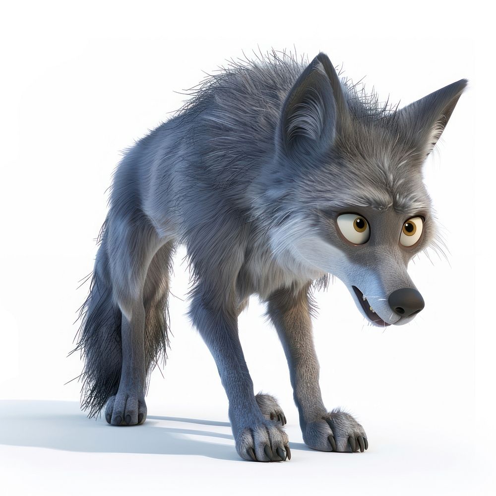 3D render cute cartoon wolf | Free Photo Illustration - rawpixel