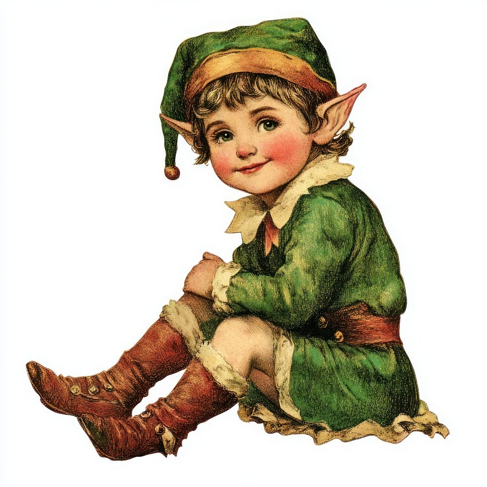 Christmas elf illustration vintage vintage | Free Photo Illustration ...