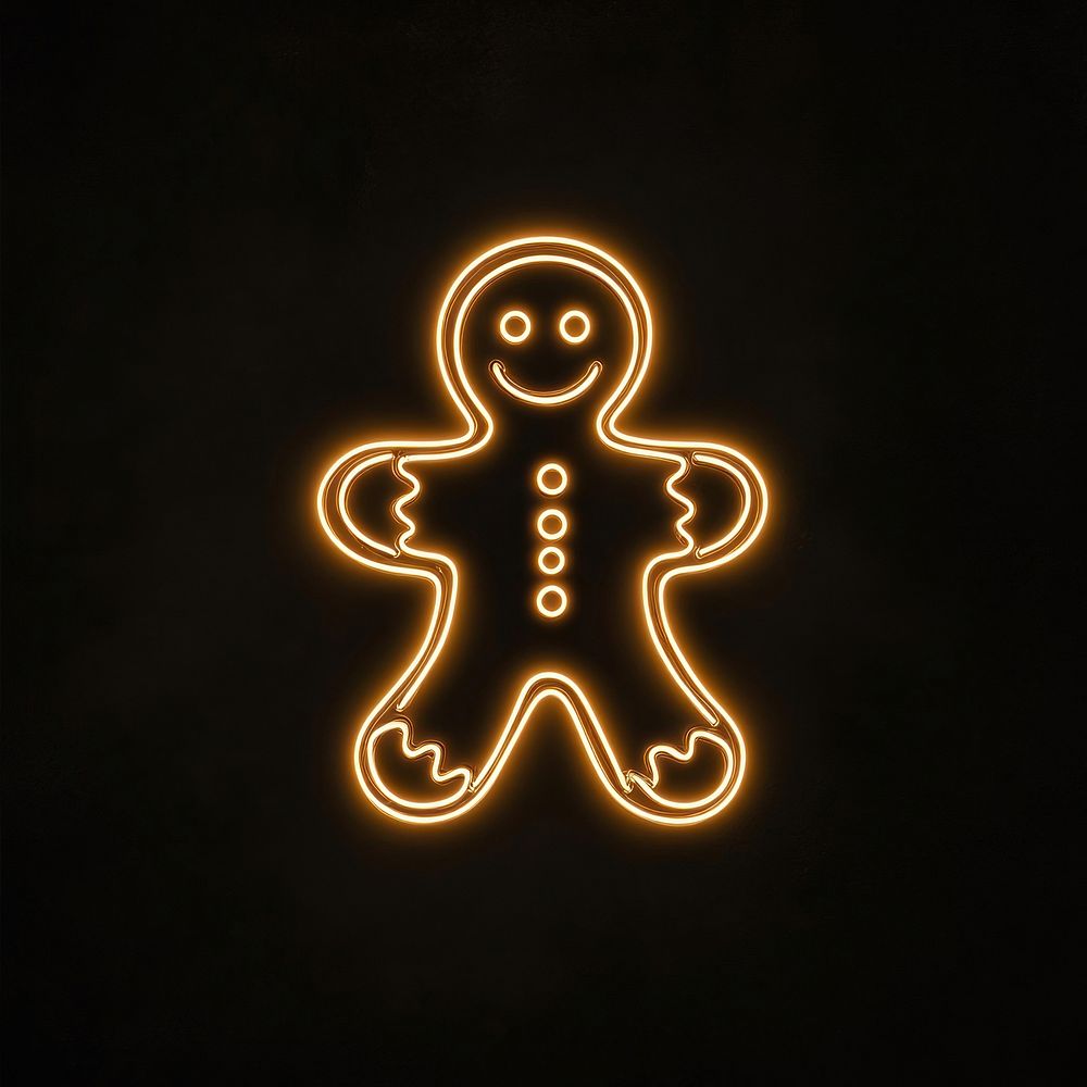 Simple gingerbread man icon neon | Free Photo Illustration - rawpixel
