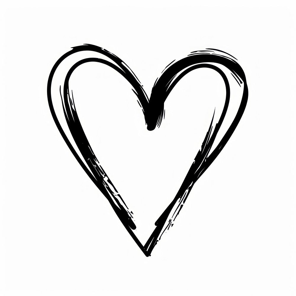 Hand drawn heart black white | Free Photo Illustration - rawpixel