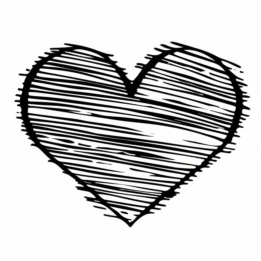 Hand drawn heart black white | Free Photo Illustration - rawpixel