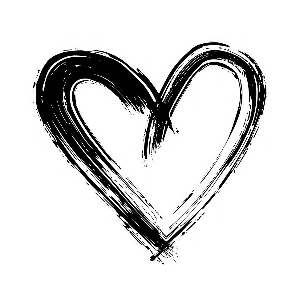 Hand drawn heart black white | Free Photo Illustration - rawpixel