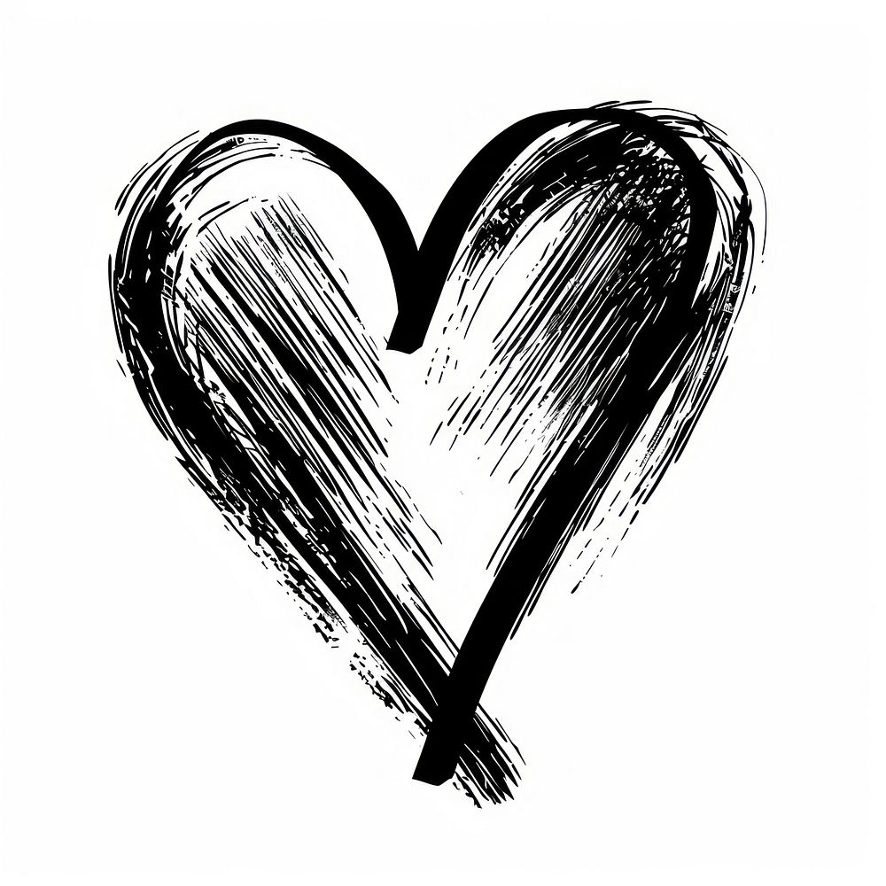 Hand drawn heart black white | Free Photo Illustration - rawpixel