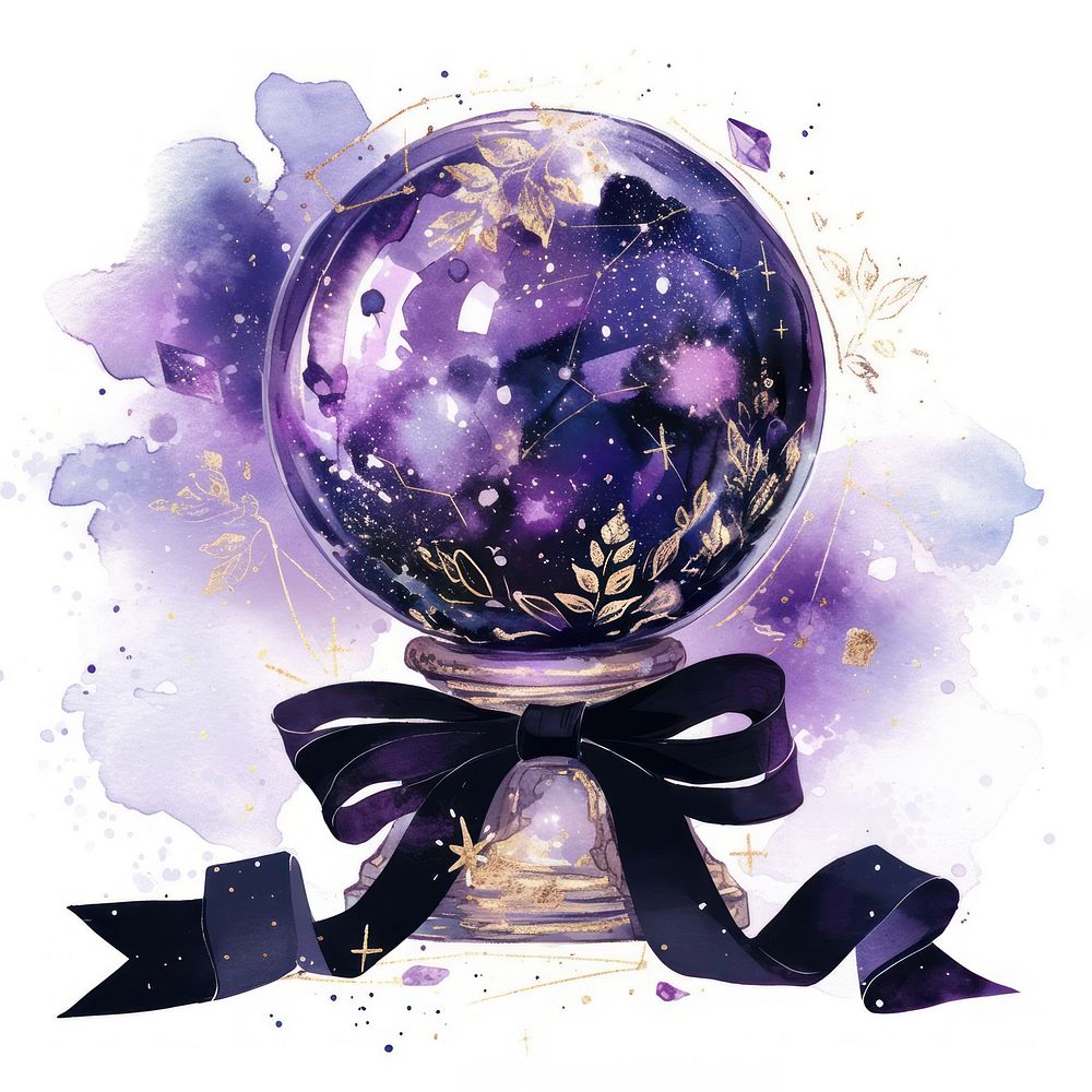 crystal ball purple illustration watercolor. | Free Photo Illustration ...