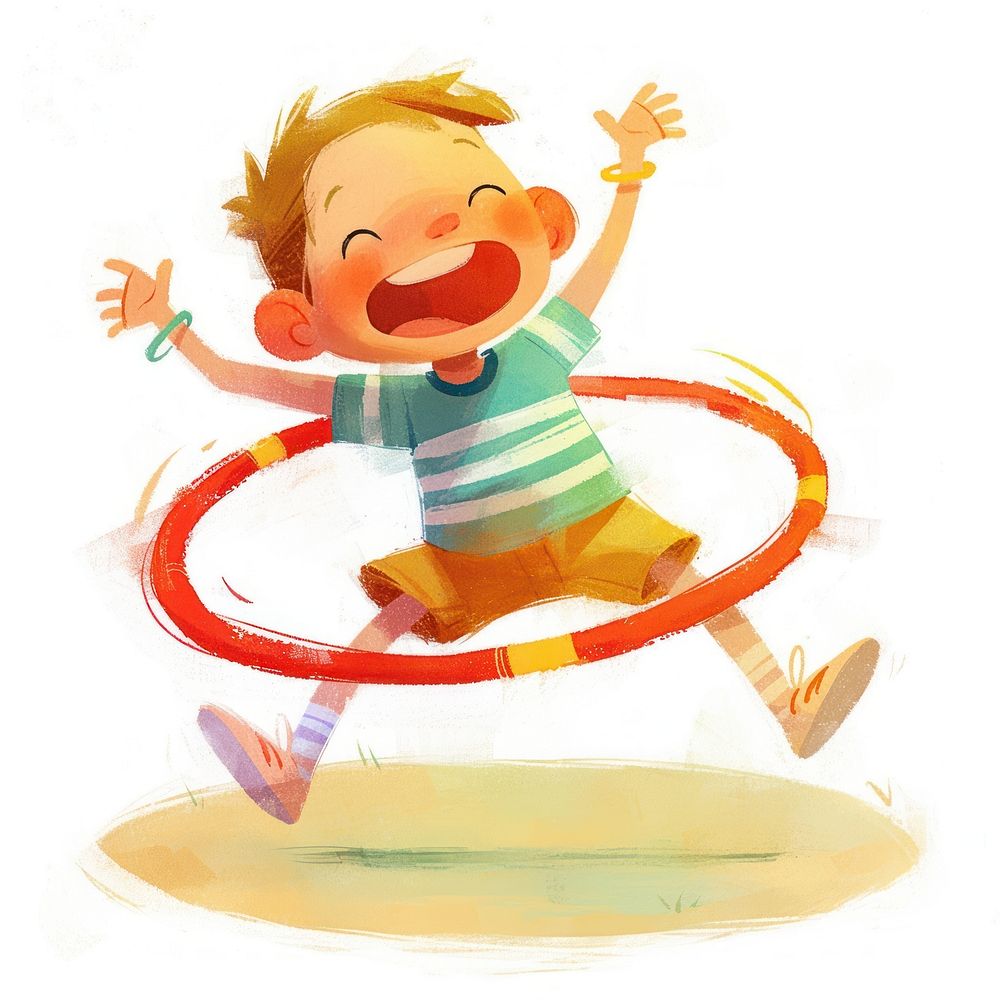 cute boy Skipping hula hoop | Free Photo Illustration - rawpixel