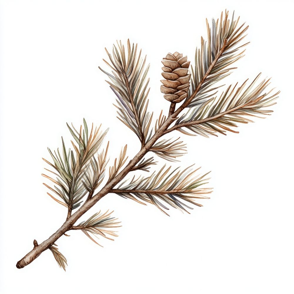 Pine branch illustration tree art. | Free Photo Illustration - rawpixel