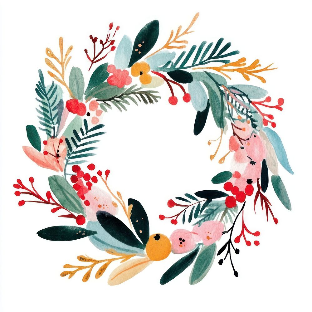 Christmas wreath art illustration hand-painted. | Free Photo ...