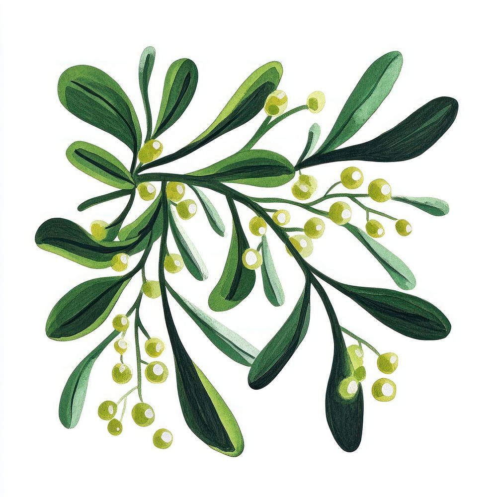 Mistletoe art illustration leaves. | Free Photo Illustration - rawpixel