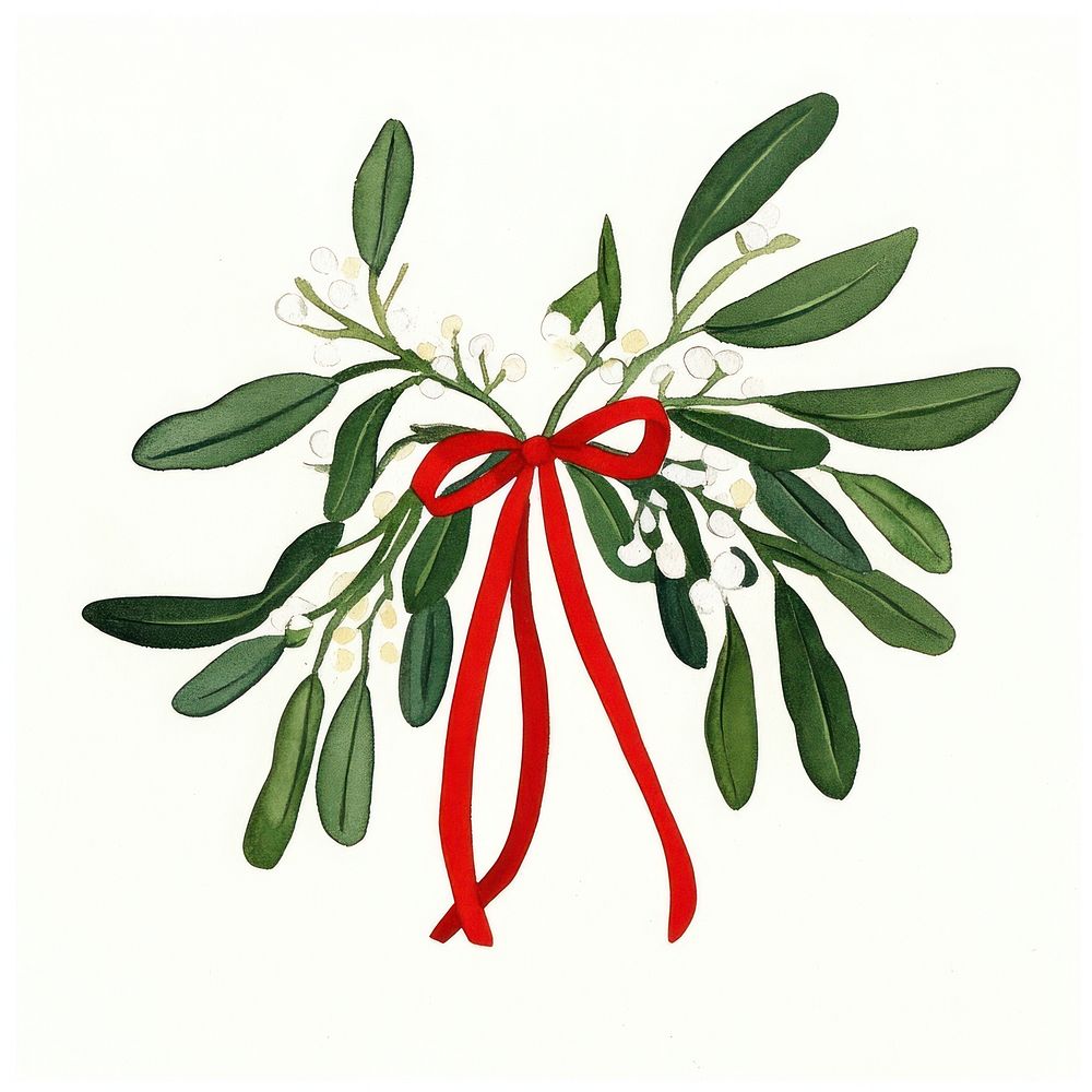 Mistletoe illustration leaves white. | Free Photo Illustration - rawpixel