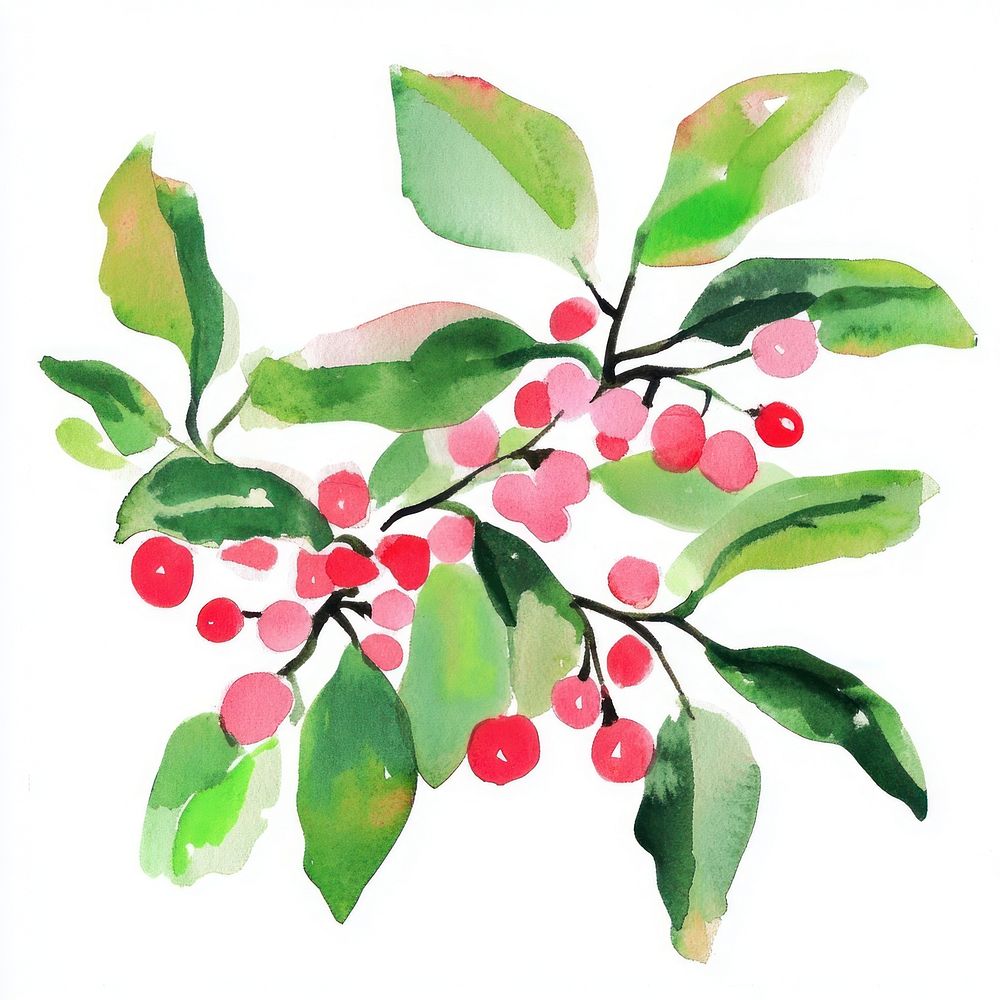 Holly art watercolor vibrant. | Free Photo Illustration - rawpixel
