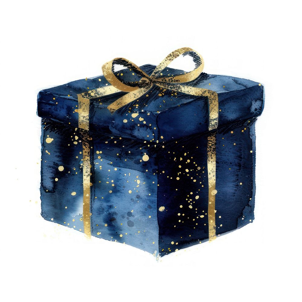 Indigo gift box watercolor illustration | Free Photo Illustration ...