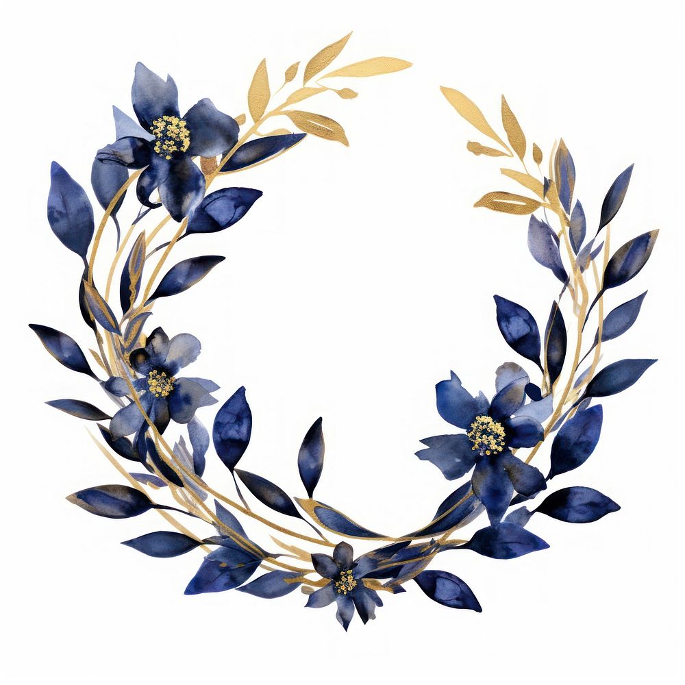 Indigo flower wreath watercolor flowers | Free Photo Illustration ...