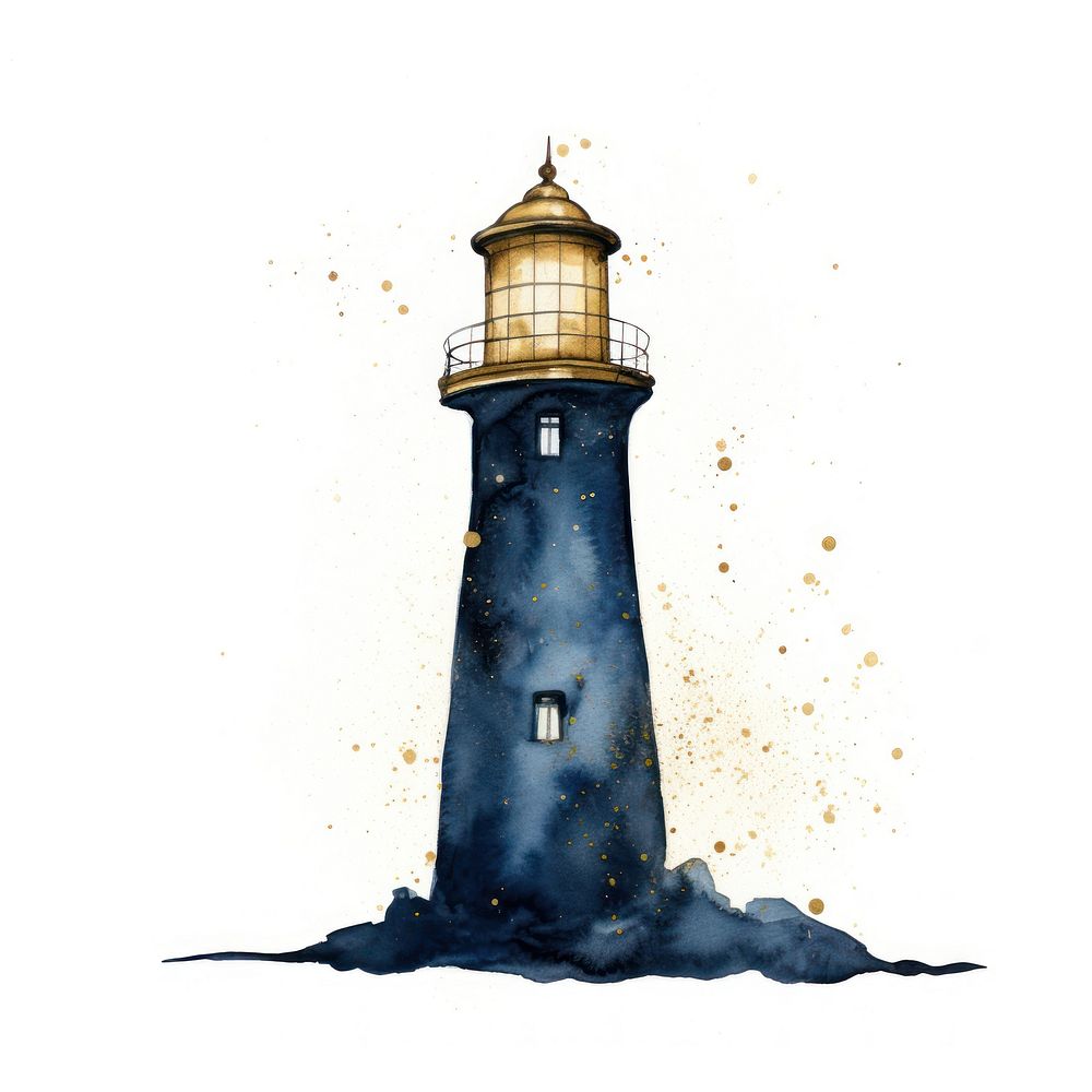 Indigo lighthouse watercolor painting architecture. | Free Photo ...