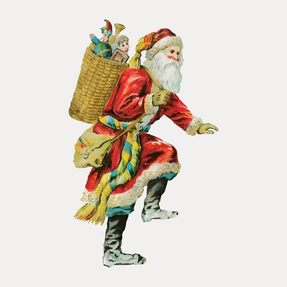 Vintage Santa Claus illustration vector | Free Vector Illustration ...