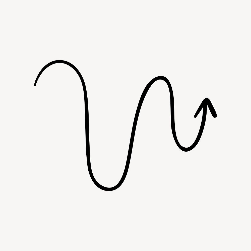 Curved arrow line drawing illustration | Free Vector Illustration ...