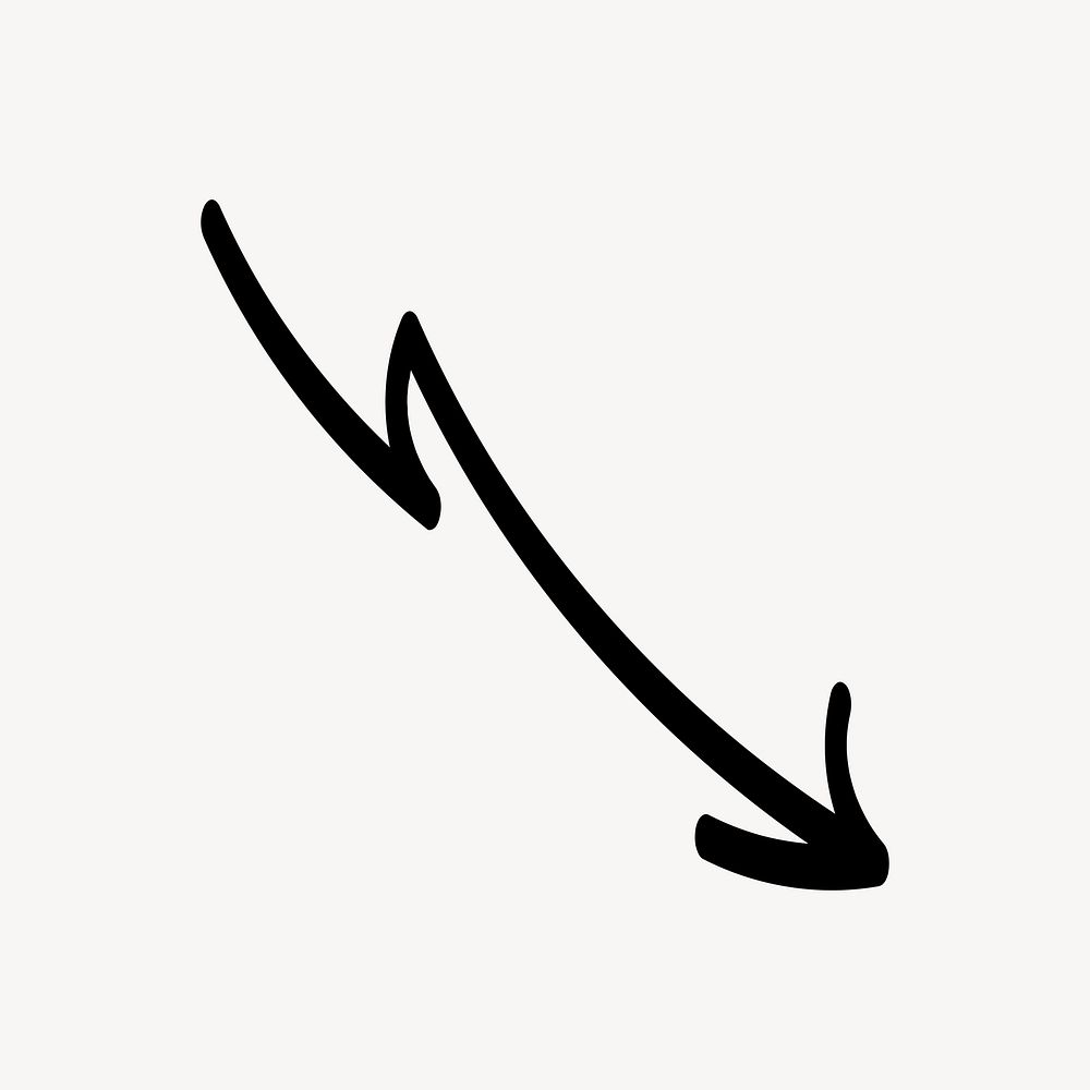 Curved black arrow illustration vector | Free Vector Illustration ...