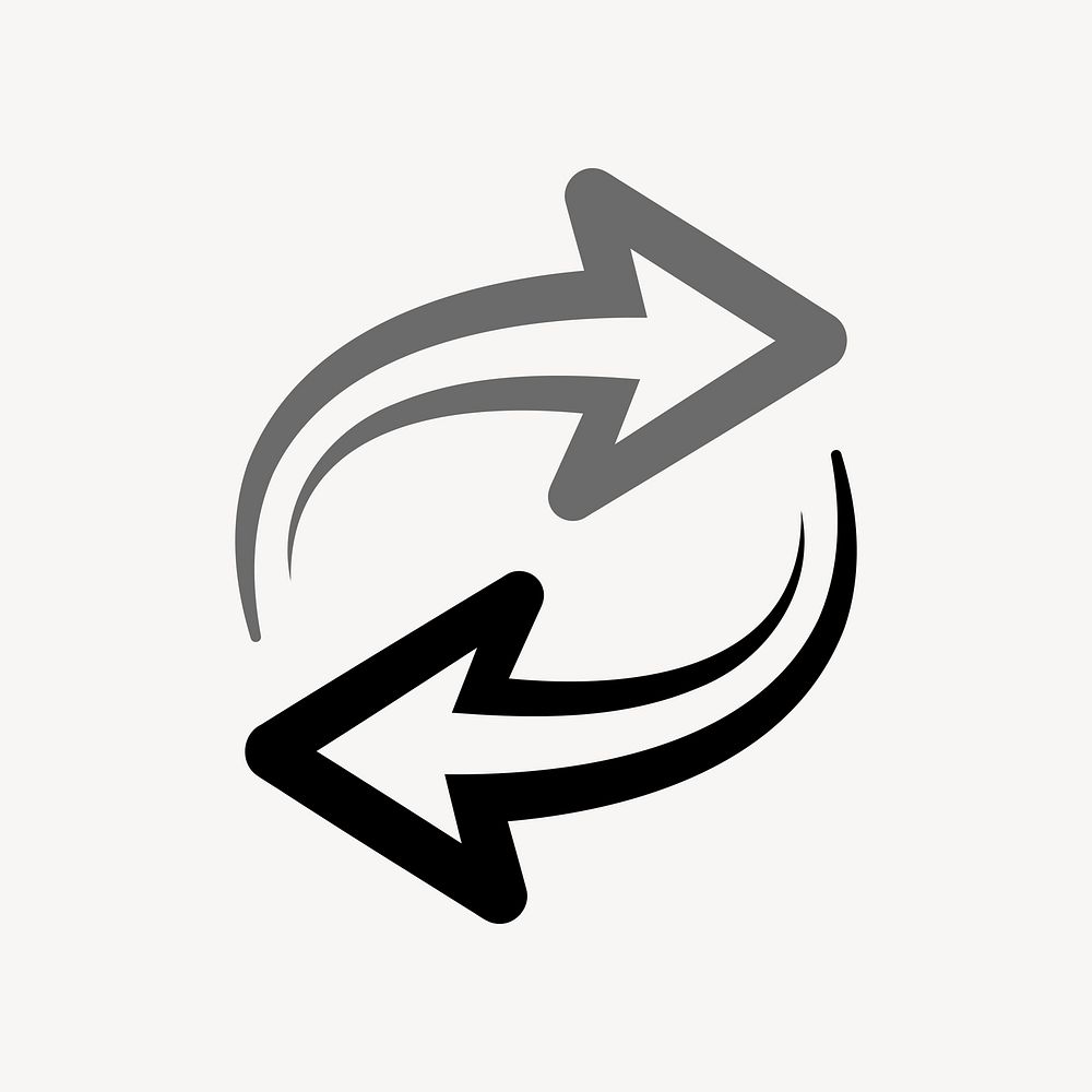 Two curved arrows pointing opposite | Free Vector Illustration - rawpixel
