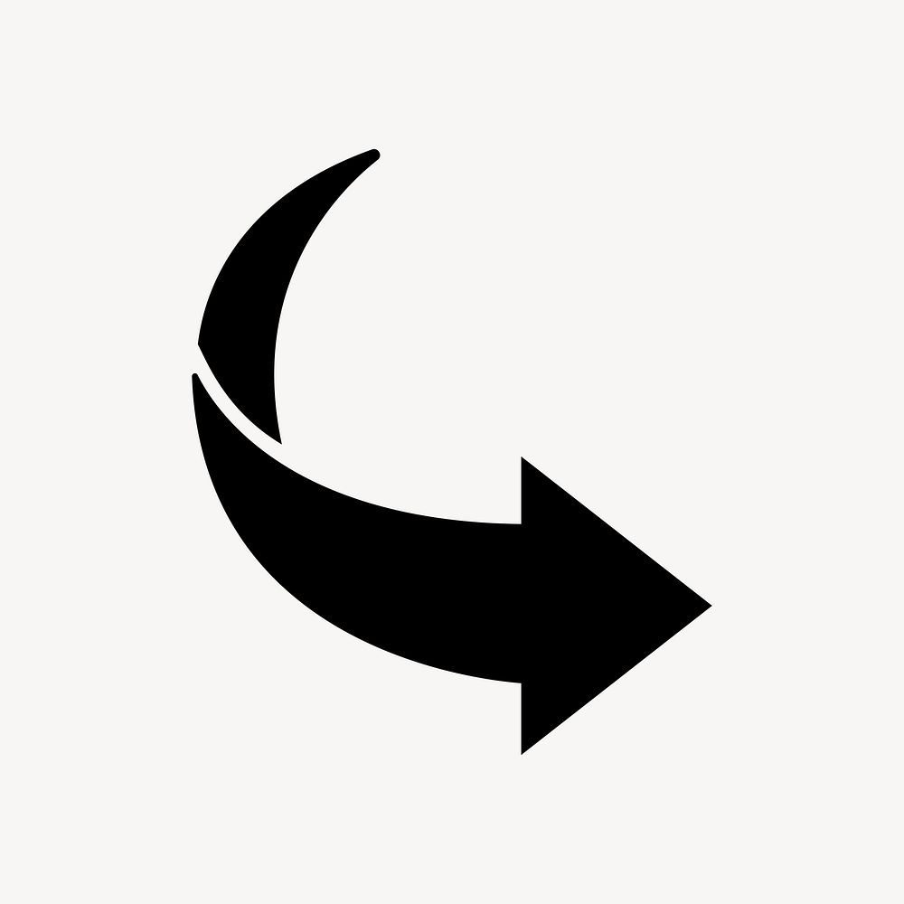 Curved black arrow illustration vector | Free Vector Illustration ...