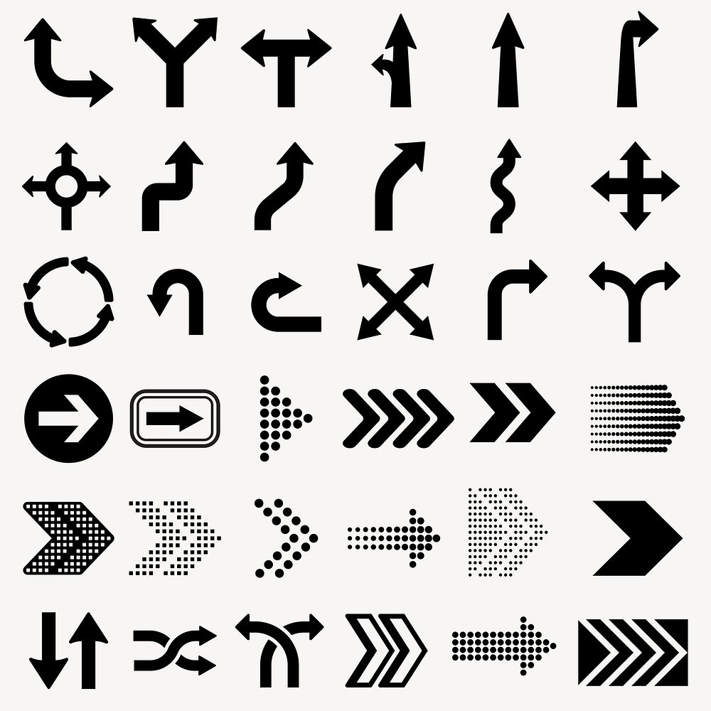 Various directional arrow icon set | Free Photo Illustration - rawpixel