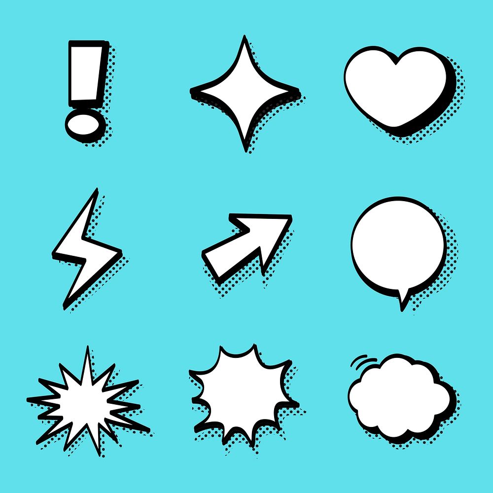 Comic outline shape illustration set | Free Photo Illustration - rawpixel