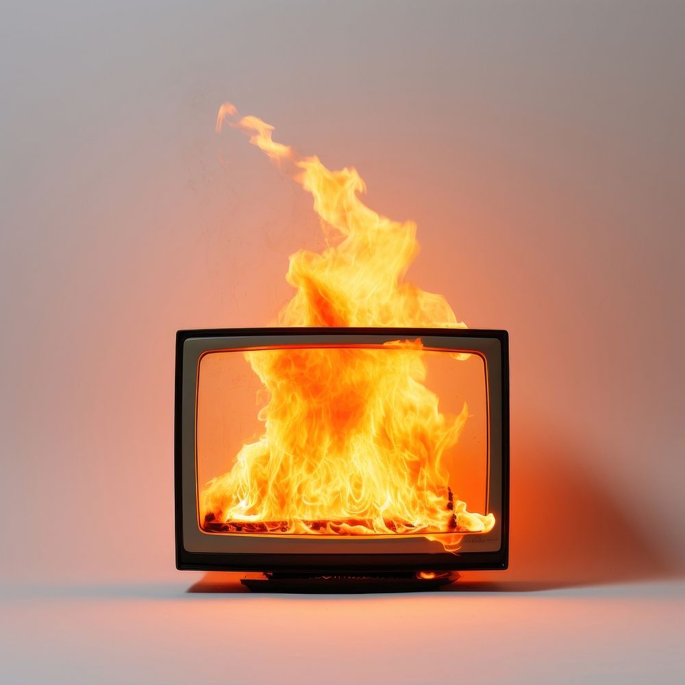 Photography Burning TV fire television | Free Photo - rawpixel