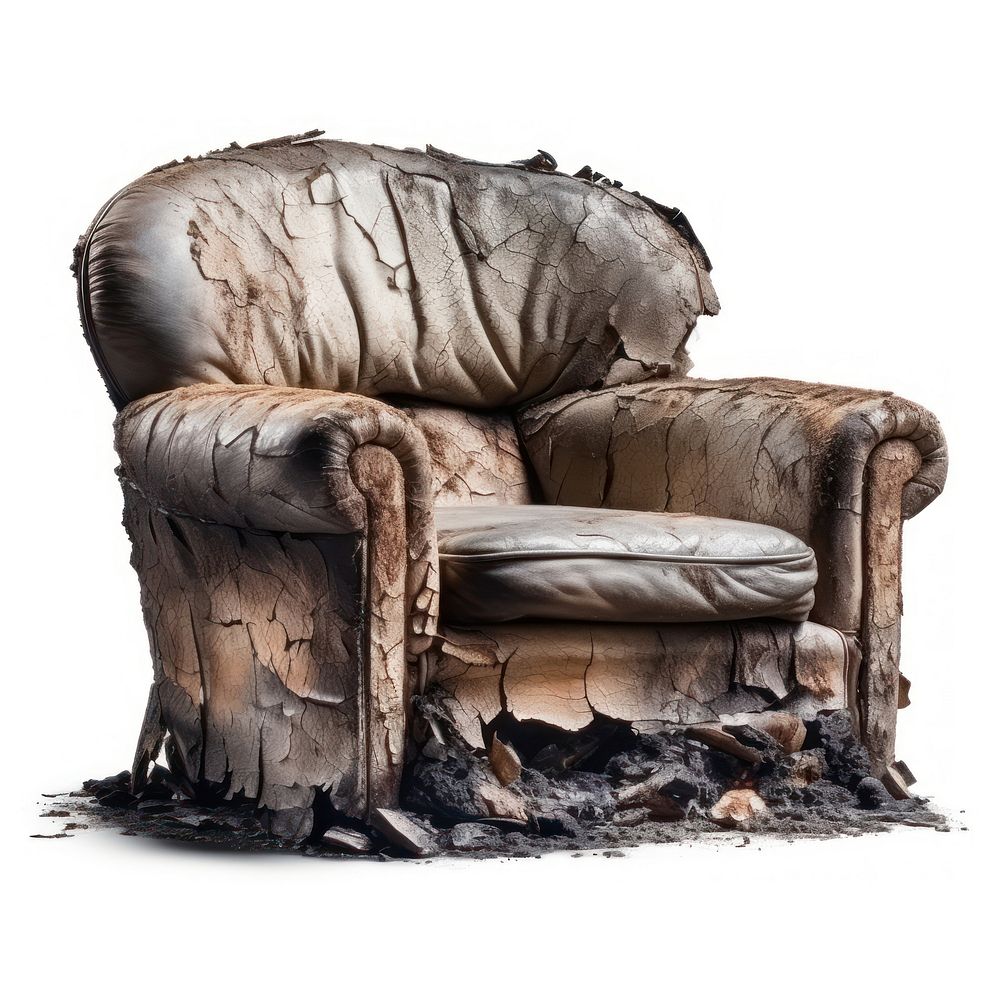 Armchair burnt furniture white background | Premium Photo - rawpixel